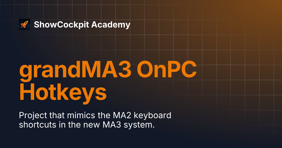 grandMA3 OnPC Hotkeys | ShowCockpit Academy